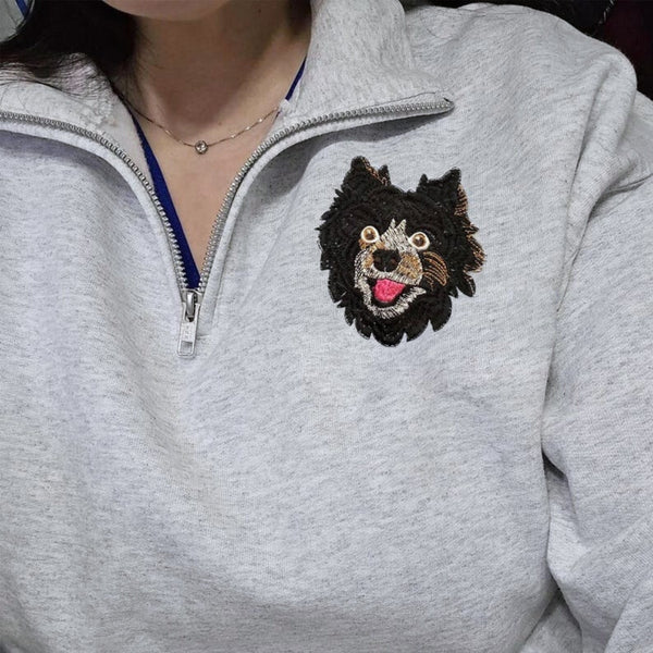 Custom Dog Portrait Quarter Zip with Name | Personalized
