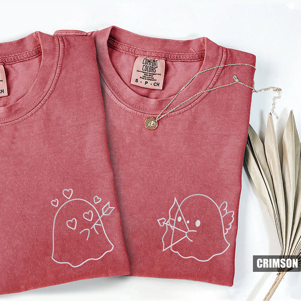 Custom Embroidered Ghost Angel Matching T-shirts for Couples