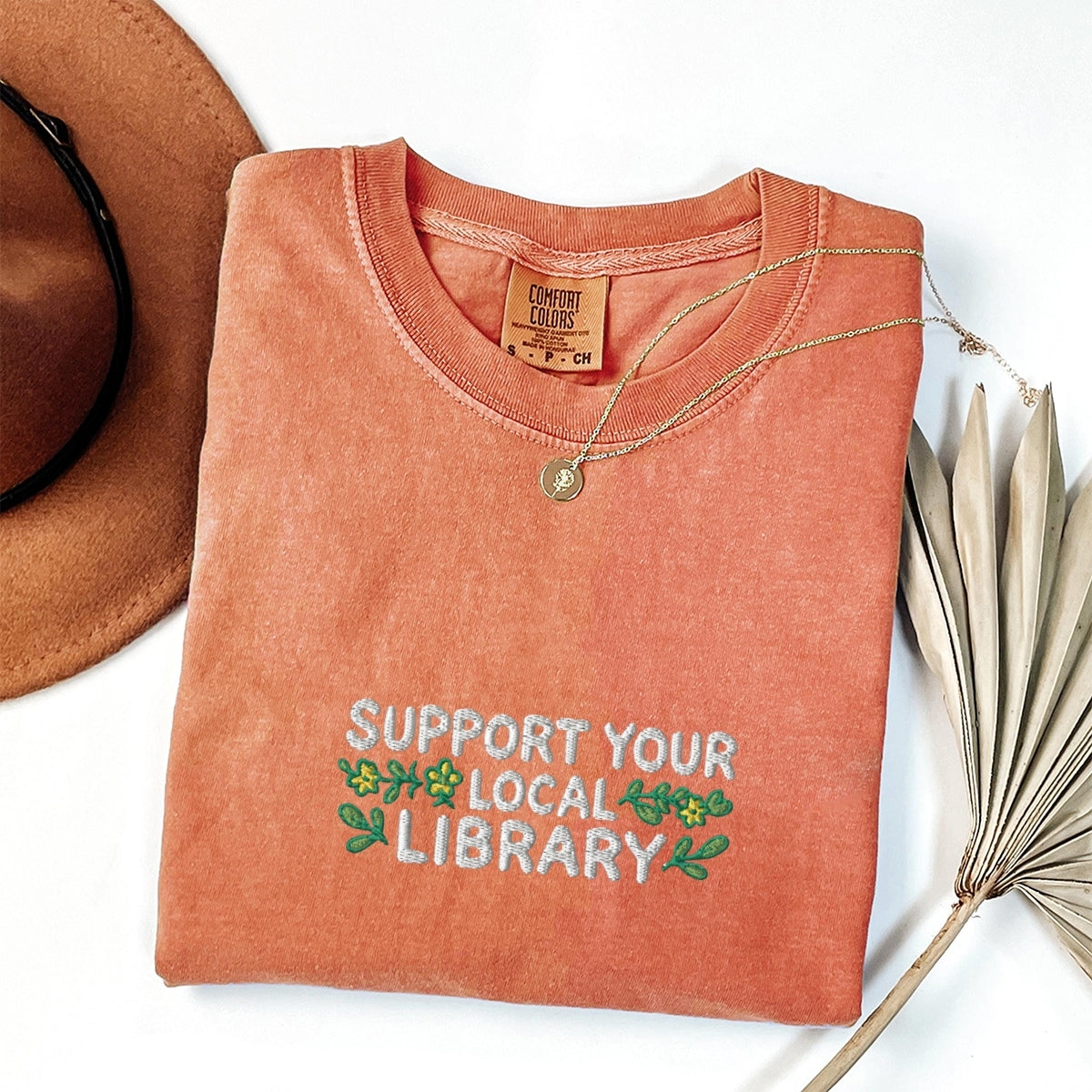 Support Your Local Library T-Shirt | Embroidered Bookish Tee