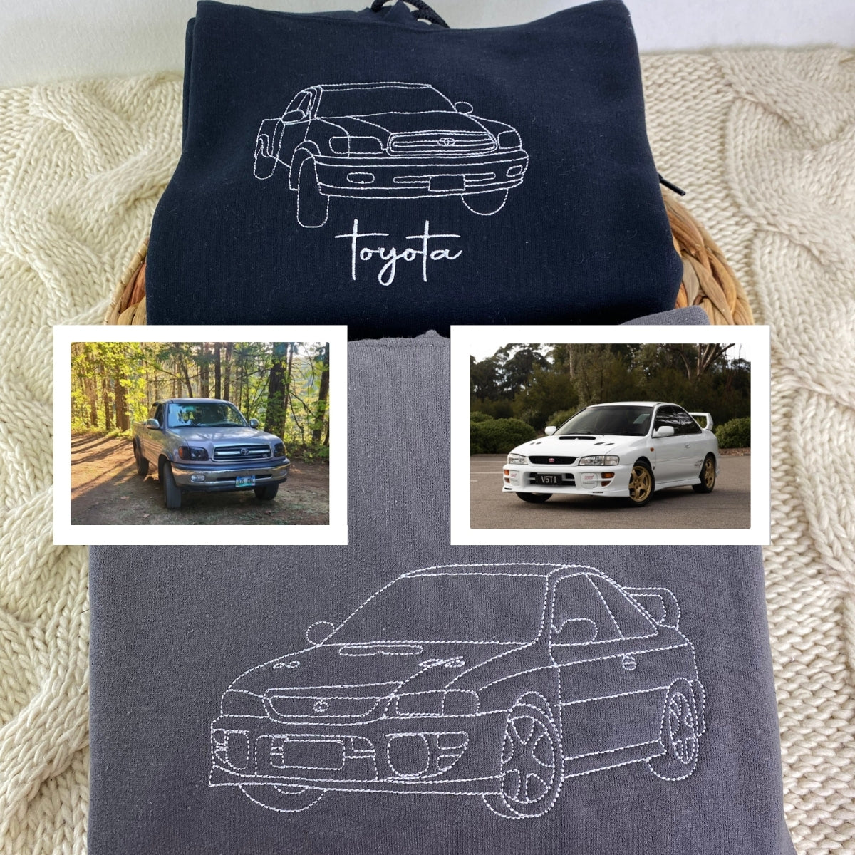 Custom Truck Hoodies | Pickup Line Art Embroidered