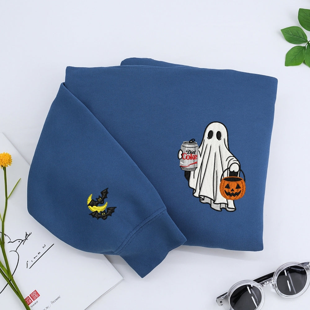 Diet Coke Halloween Ghost Hoodies | Funny Meme Embroidered