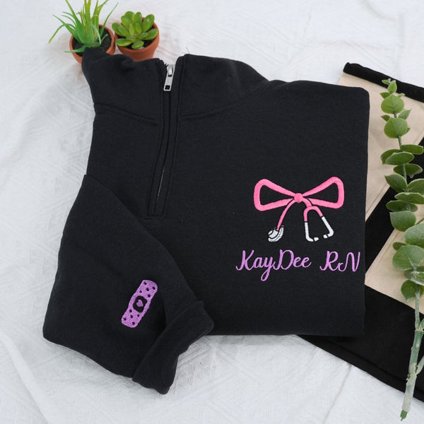 Personalized RN Quarter-Zip | Custom Name Nurse Gift