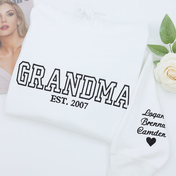 Varsity Grandma Sweatshirt | Personalized Names Embroidered